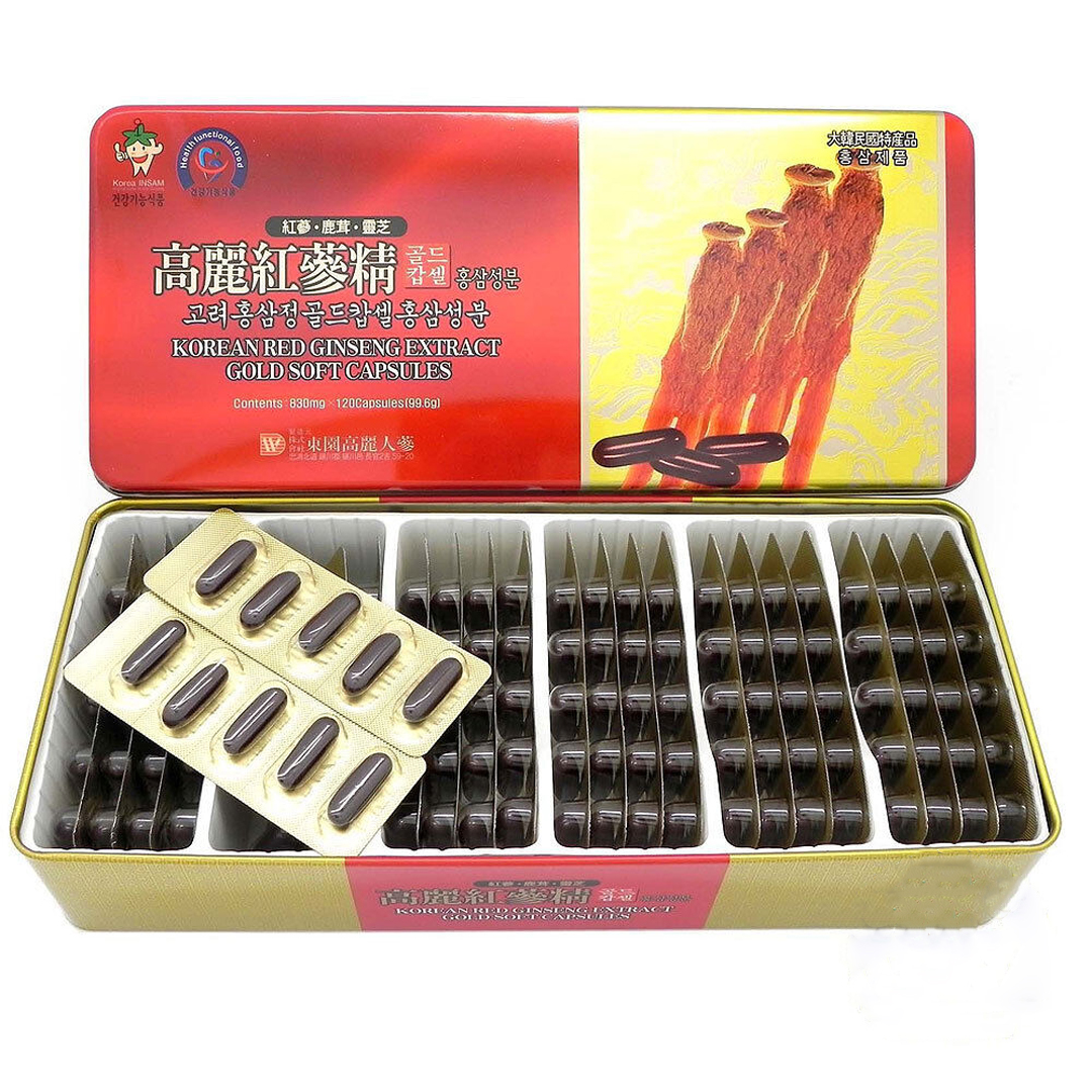 Korean Red Ginseng Extract Gold Soft Capsule – 120pcs – Korean Mart